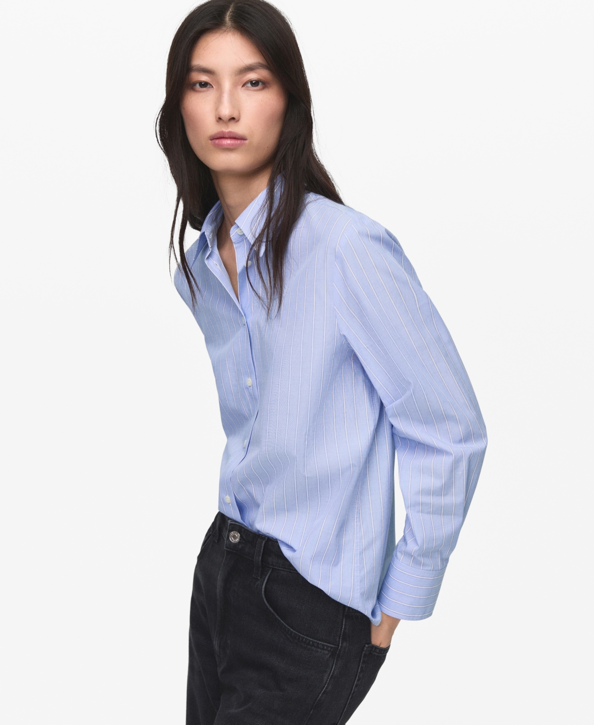 Click here for Mango Womens Cotton And Lyocell Blend Straight Shi... prices