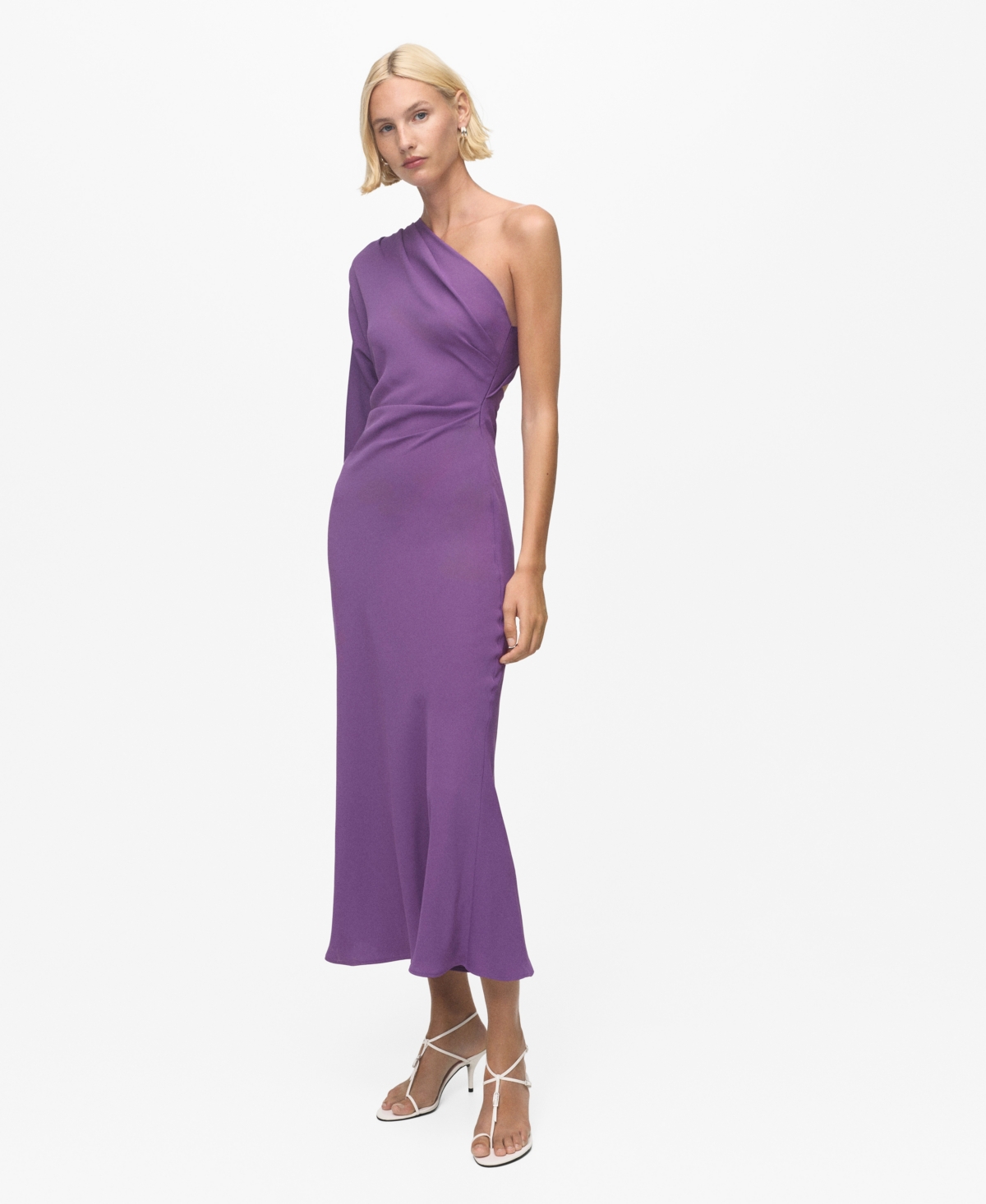 Click here for Mango Womens Cut-Out Asymmetrical Dress - Purple prices