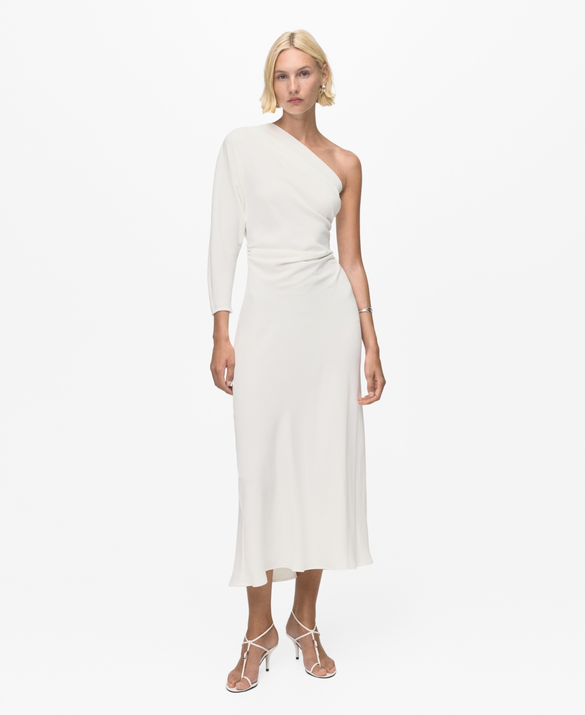 Click here for Mango Womens Cut-Out Asymmetrical Dress - Ecru prices