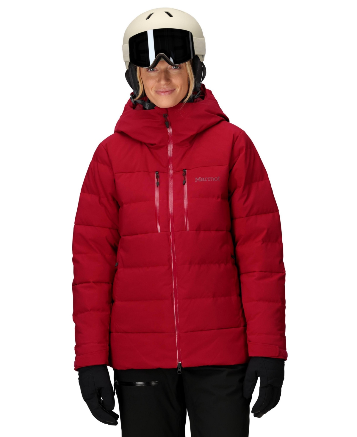 Click here for Marmot Womens Hooded Slingshot Jacket - Red Mulber prices