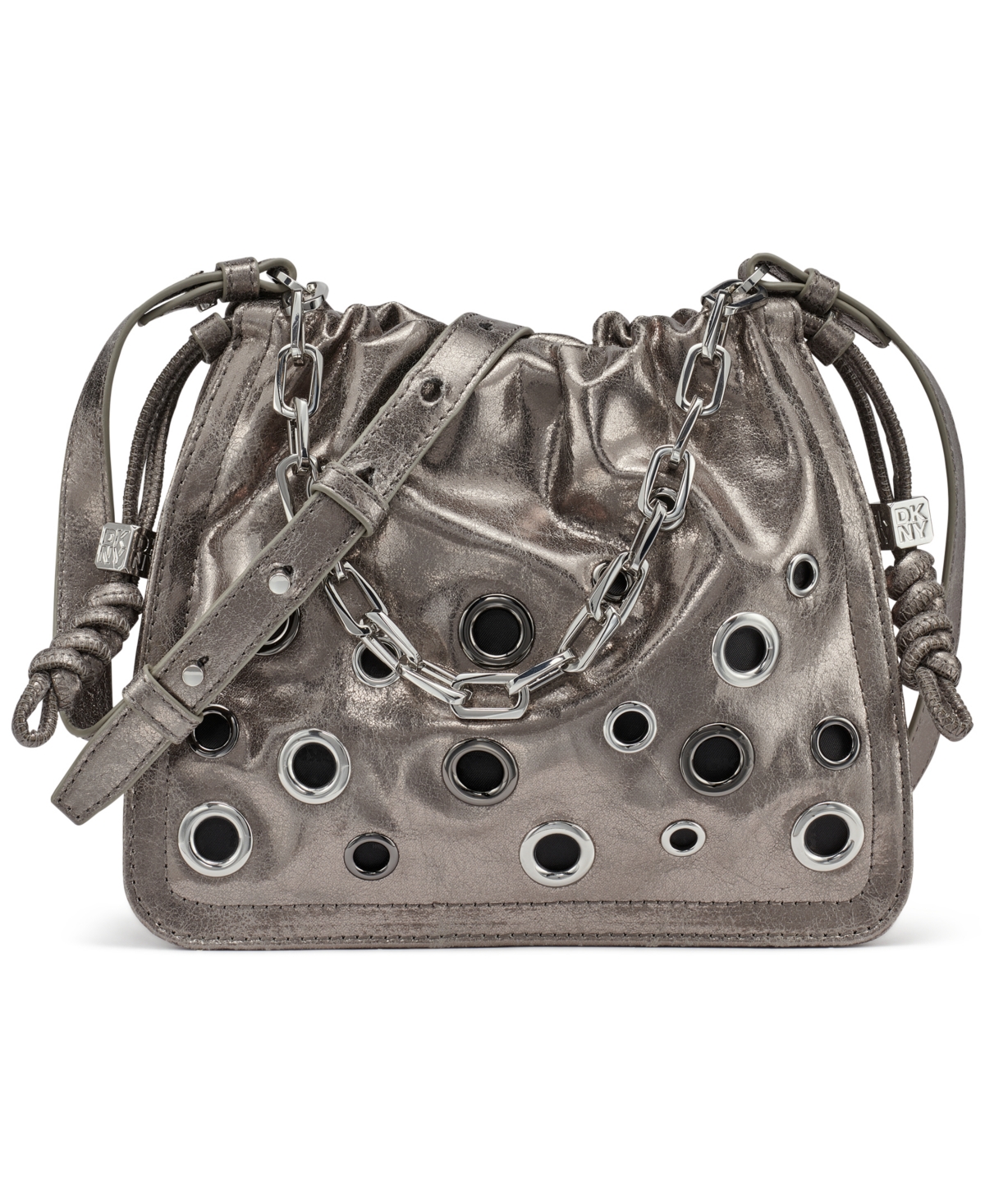 Click here for Dkny Halle Drawstring Small Crossbody Bag - Bronze prices