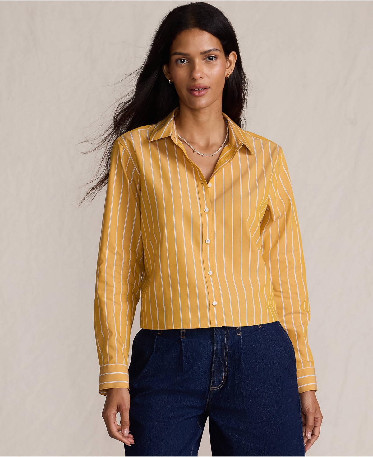 Click here for Lands End Womens No Iron Boxy Cropped Shirt - Dijo... prices