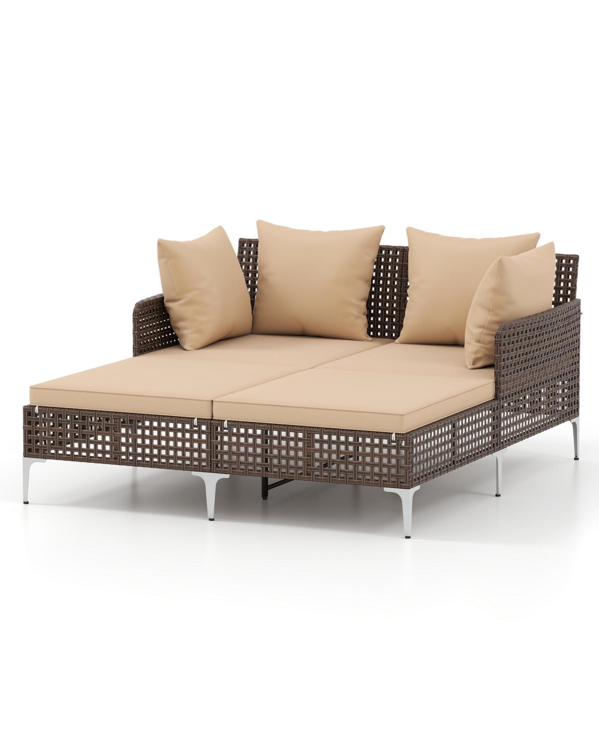 Click here for Gymax Outdoor Rattan Double Daybed Wicker Chaise L... prices