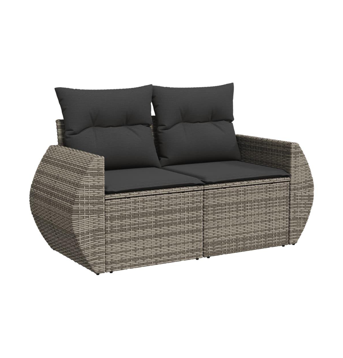 Click here for Garden Sofa Grey Pe Rattan  Powder-coated Steel Me... prices