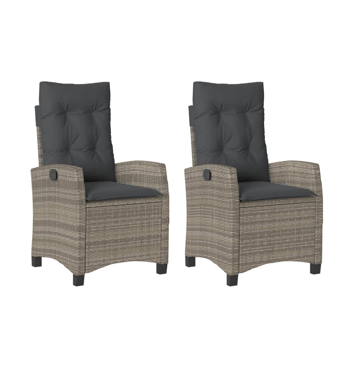 Click here for Reclining Garden Chair Set of 2 Grey Pe rattan Sta... prices