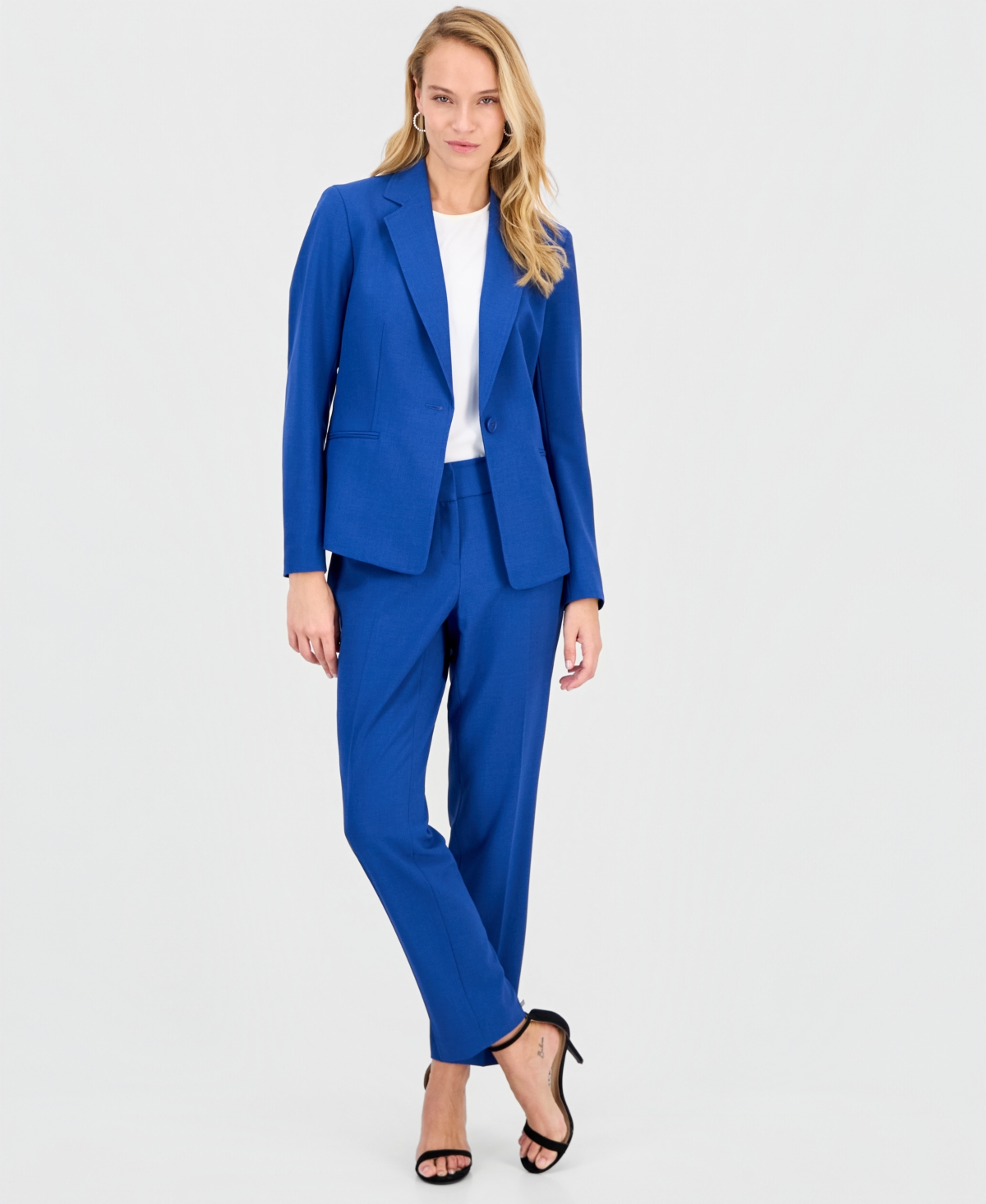 Click here for Le Suit Womens Notch-Lapel Mid-Rise Pantsuit  Regu... prices