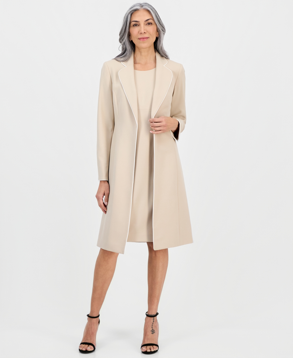 Click here for Le Suit Womens Topper Jacket & Round-Neck Sheath D... prices