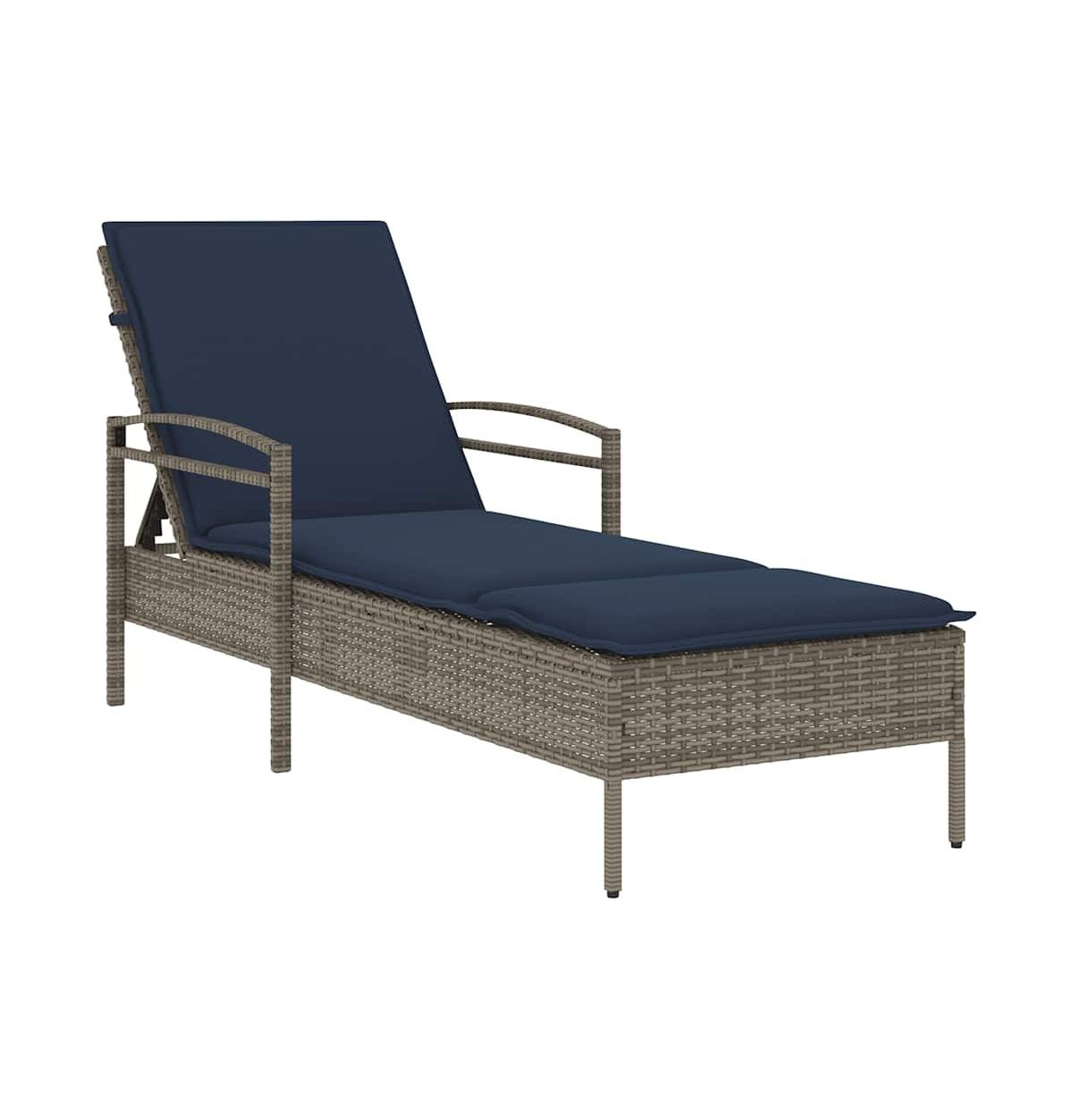 Click here for Sun Lounger with Cushion Grey 24.8 x 78.7 x 31.9&#... prices