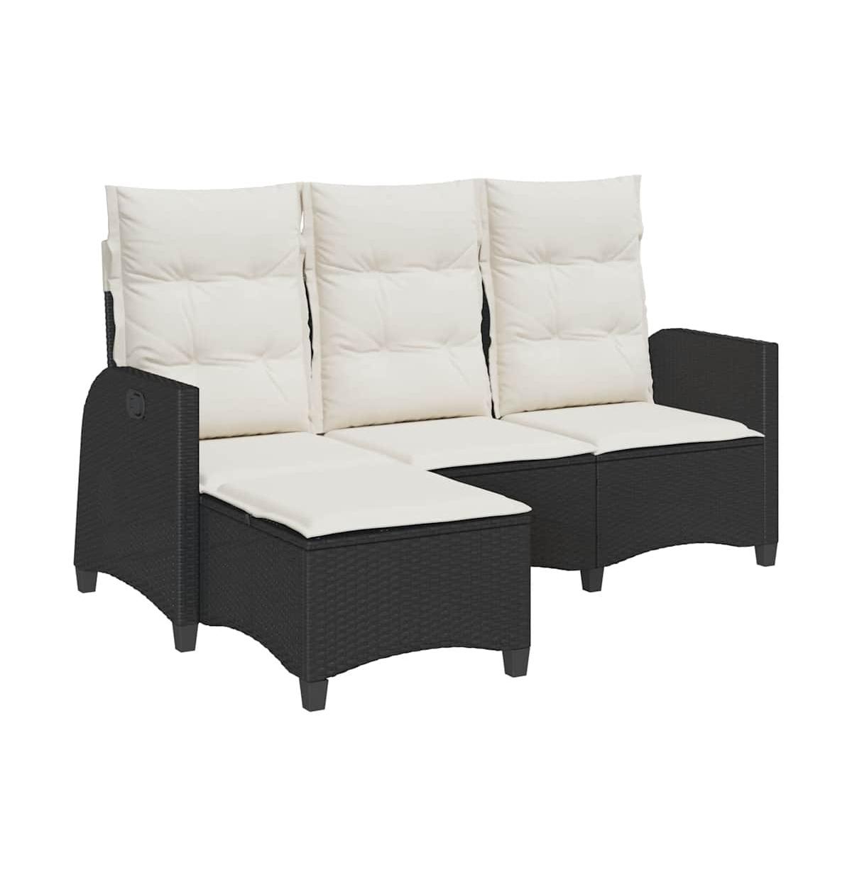 Click here for Reclining Garden Sofa Black Pe Rattan - Black crea... prices