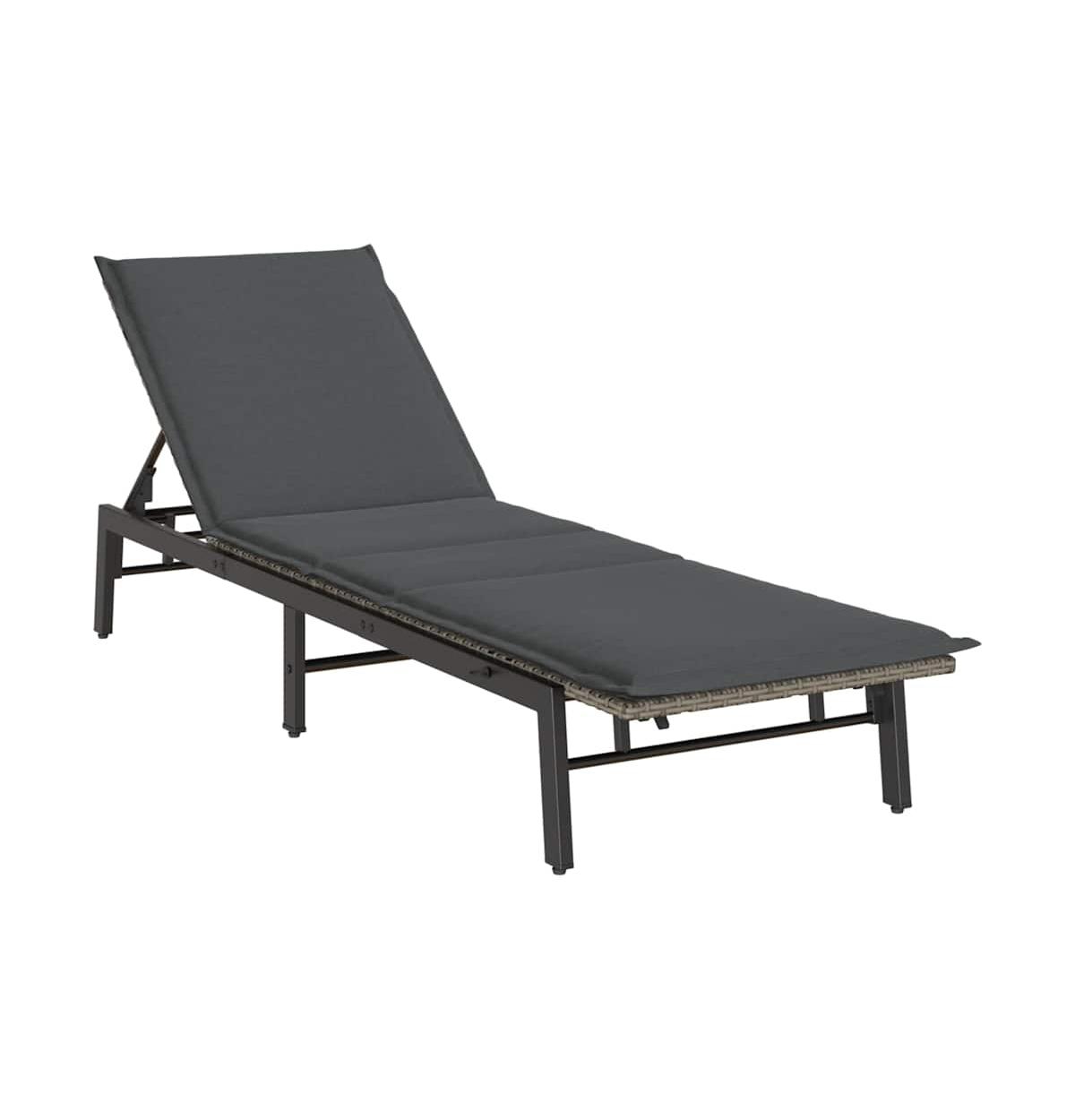 Click here for Sun Lounger Grey Pe Rattan  Powder-Coated Steel Ad... prices
