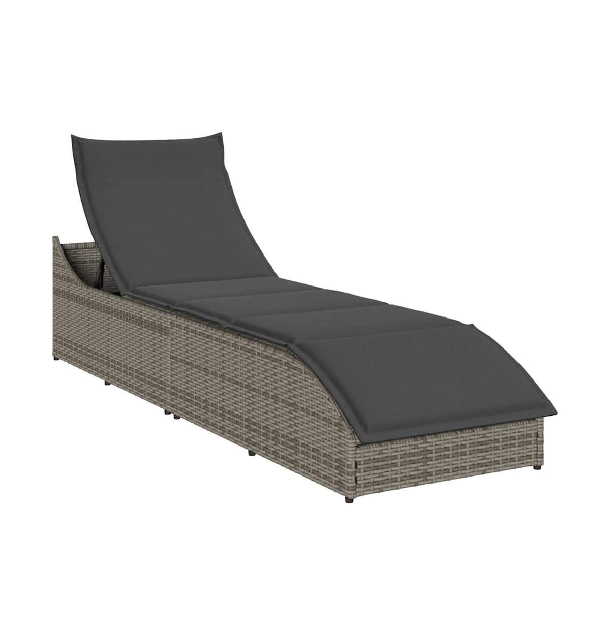 Click here for vidaXL Folding Sun Lounger Grey Pe rattan  powder-... prices