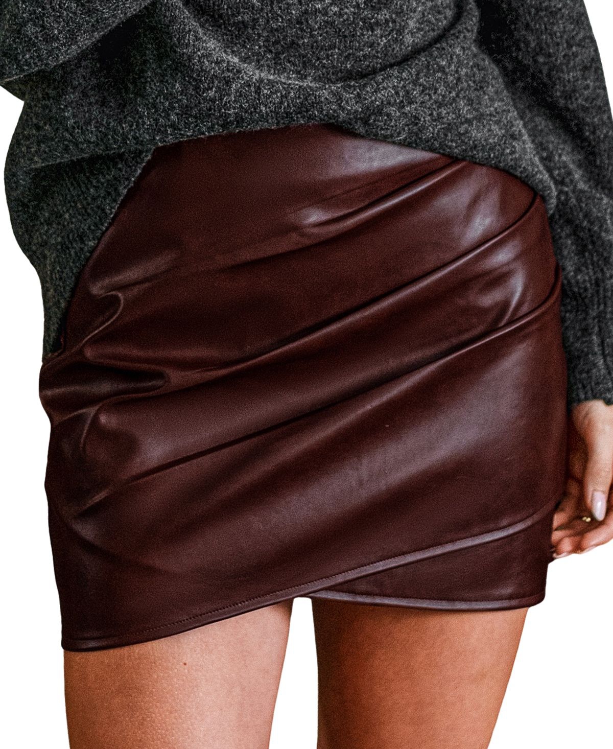 Click here for Cupshe Womens Sassy Strut Burgundy Mini Skirt - Br... prices