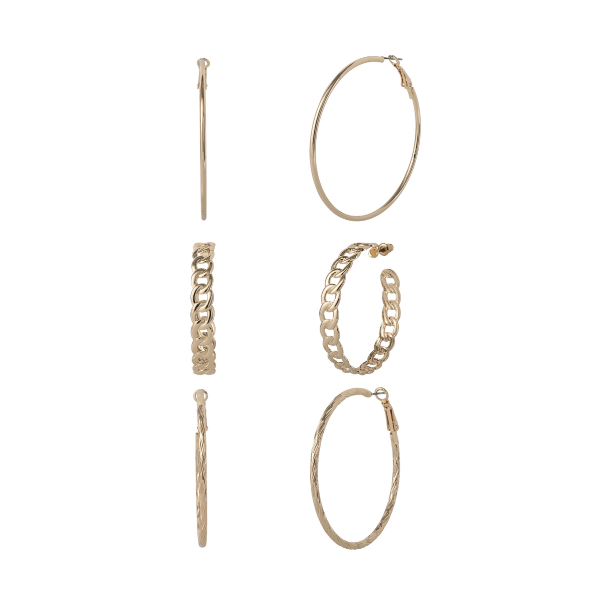Click here for Jessica Simpson 3-Piece Hoop and Chain Hoop Earrin... prices