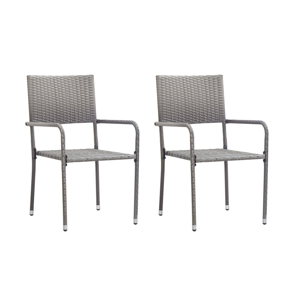 Click here for vidaXL Garden Dining Chair Set of 2 Grey Poly Ratt... prices