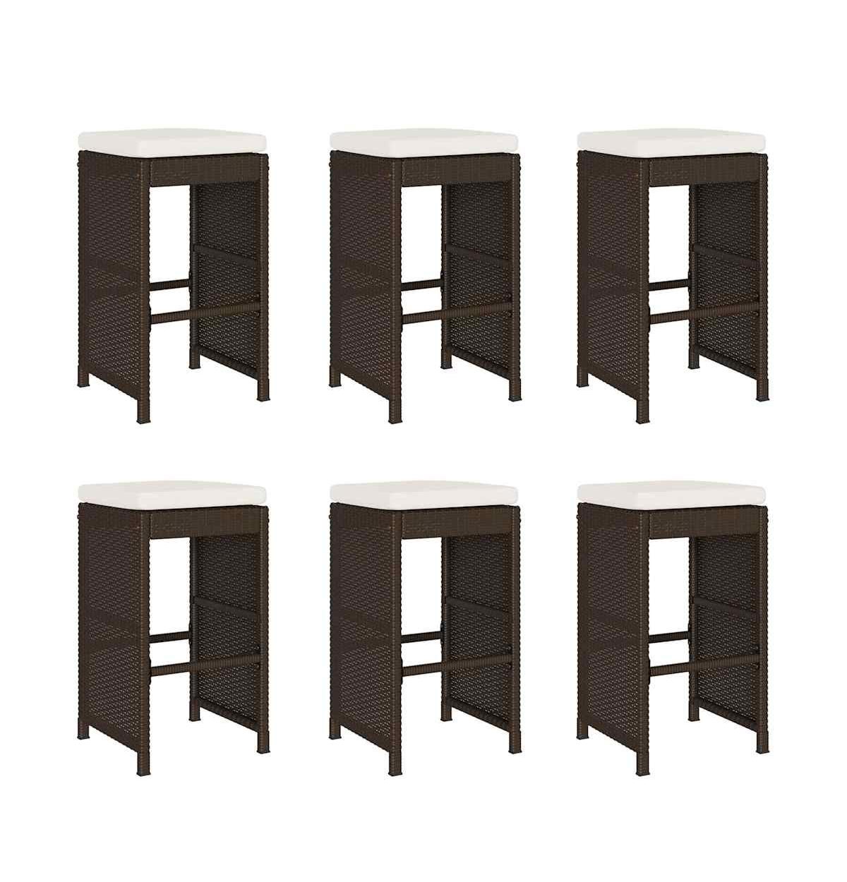 Click here for vidaXL Garden Bar Stool Set of 6 Brown Pe rattan S... prices