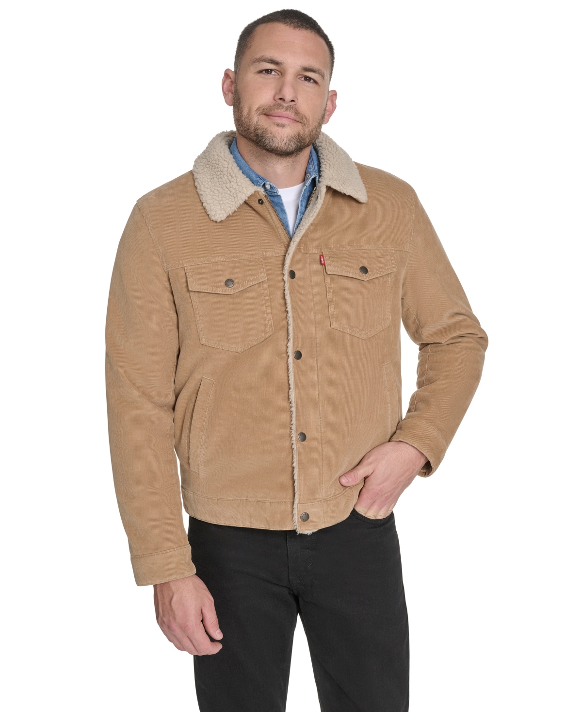 Click here for Levis Mens Corduroy Trucker with Sherpa Collar Jac... prices