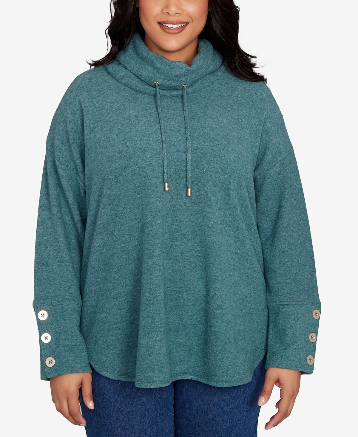 Click here for Ruby Rd. Plus Size Cowl Neck Cozy Hatchi Drawstrin... prices