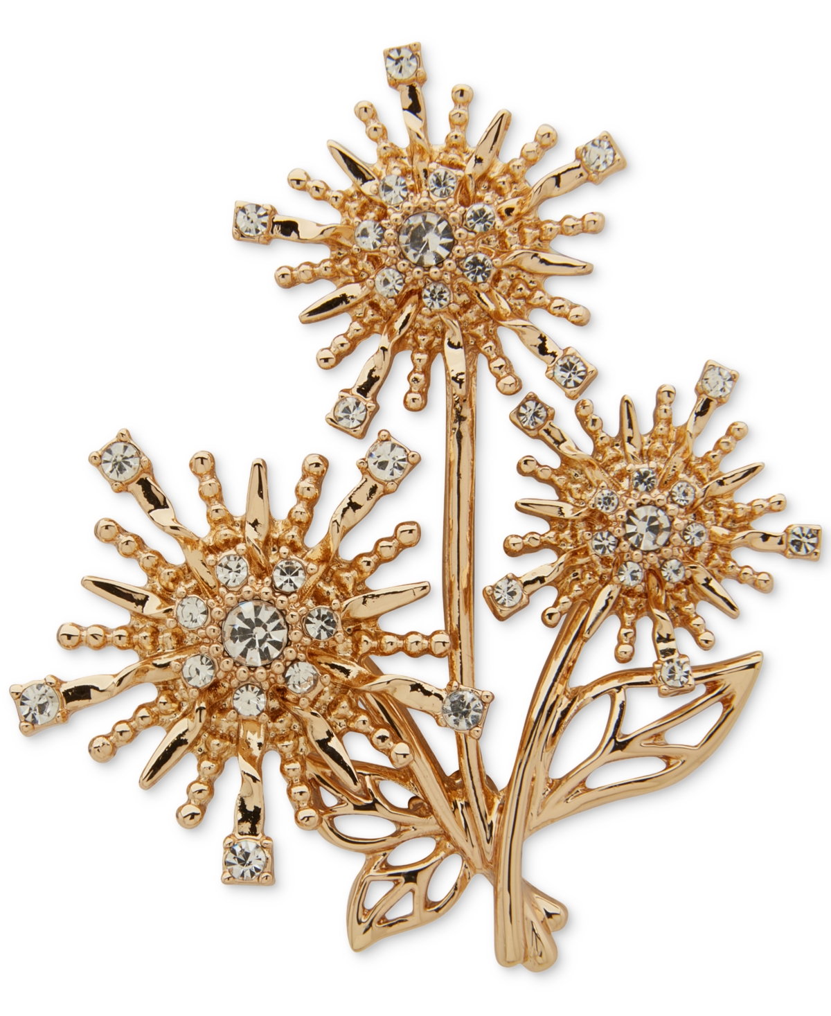 Click here for Anne Klein Glass Stones Starburst Flowers Pin - Si... prices