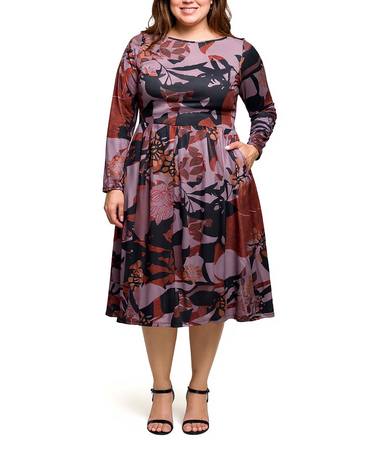 Click here for 24seven Comfort Apparel Plus Size Long Sleeve Midi... prices
