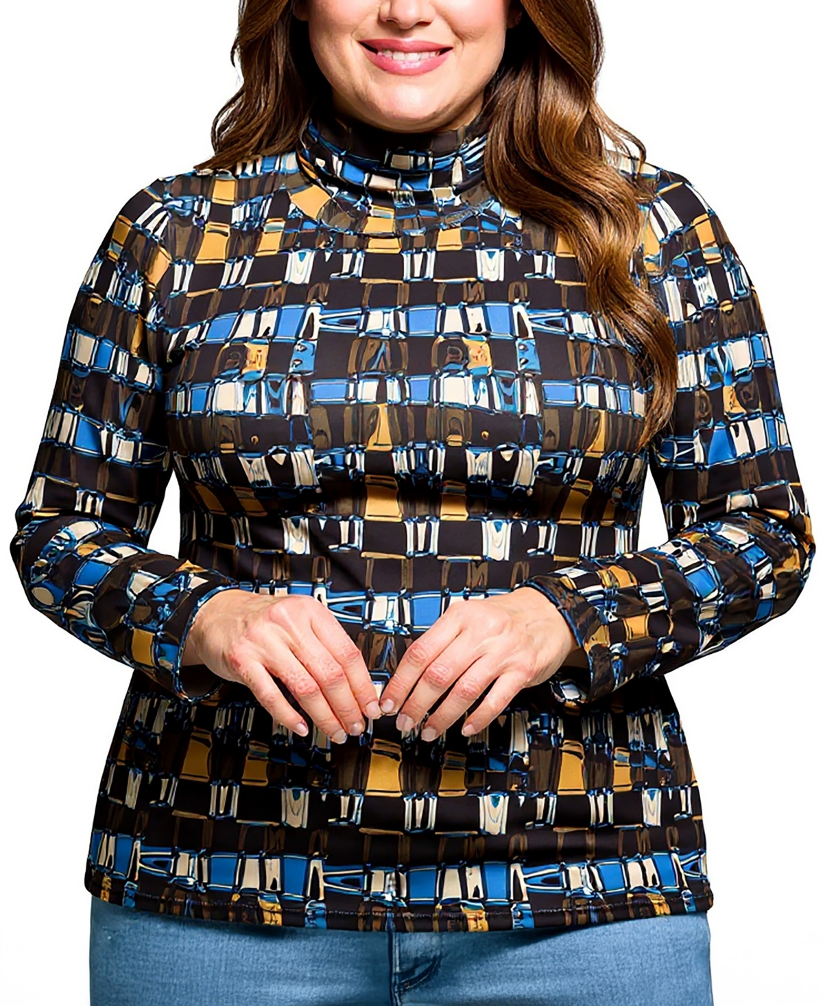 Click here for 24seven Comfort Apparel Plus Size Mock Neck Long S... prices