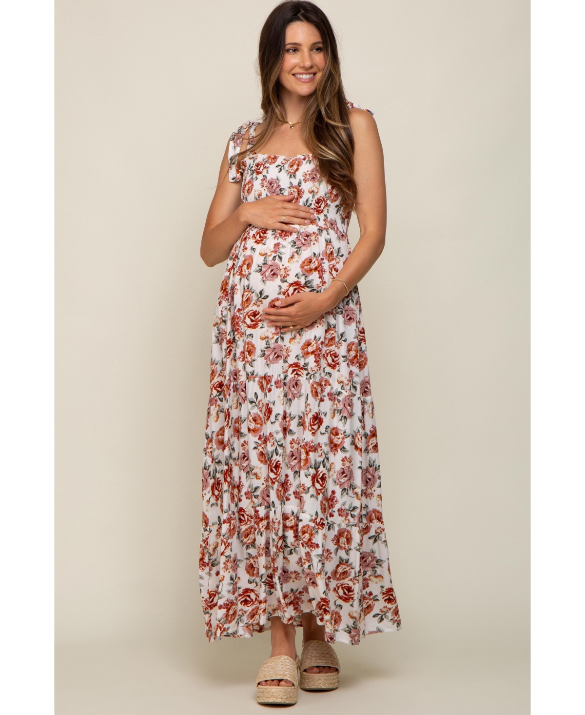Click here for Pinkblush Maternity Light Blue Floral Smocked Shou... prices