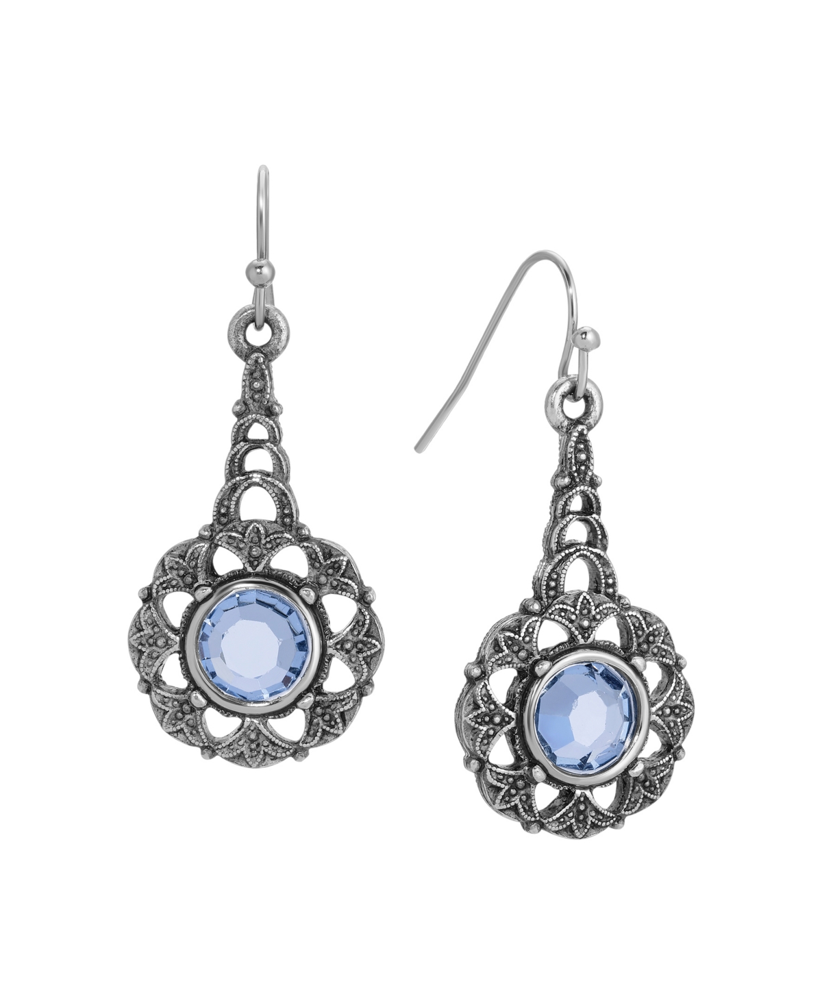 Click here for 2028 Silver Tone Blue Crystal Drop Earrings - Blue prices
