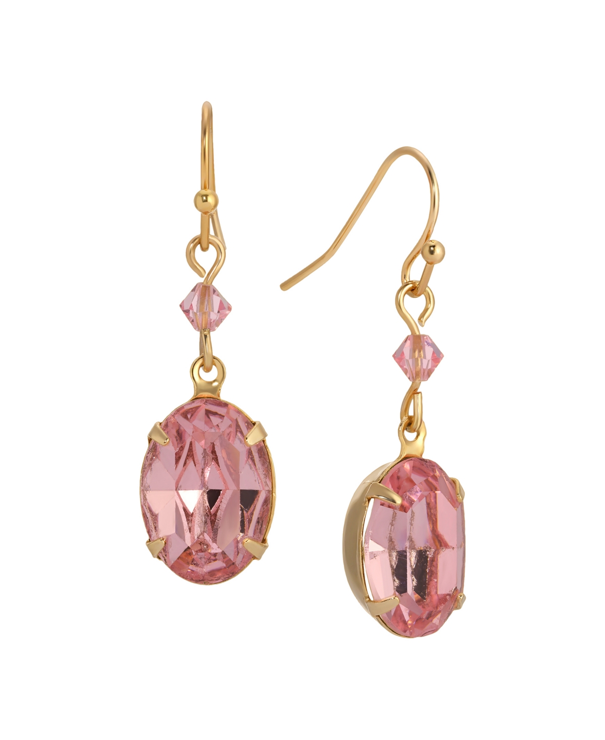 Click here for 2028 Gold Tone Pink Oval Crystal Earrings - Pink prices