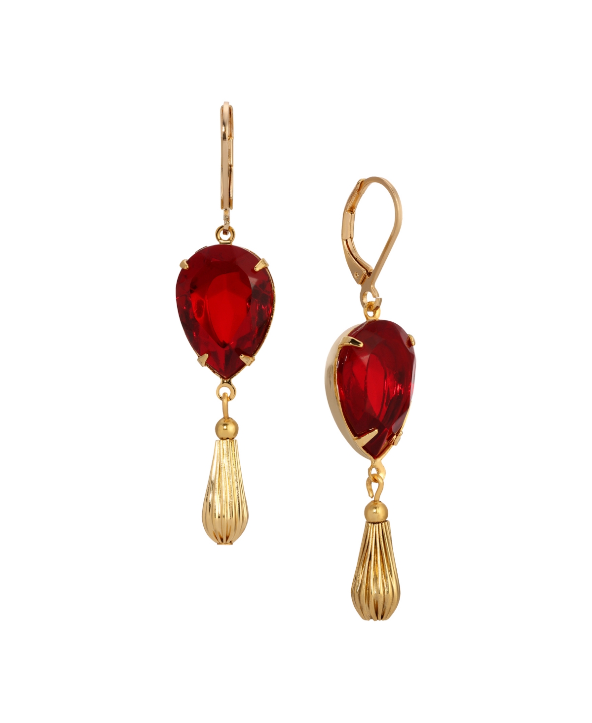 Click here for 2028 Gold Tone Red Teardrop Crystal Earrings - Red prices