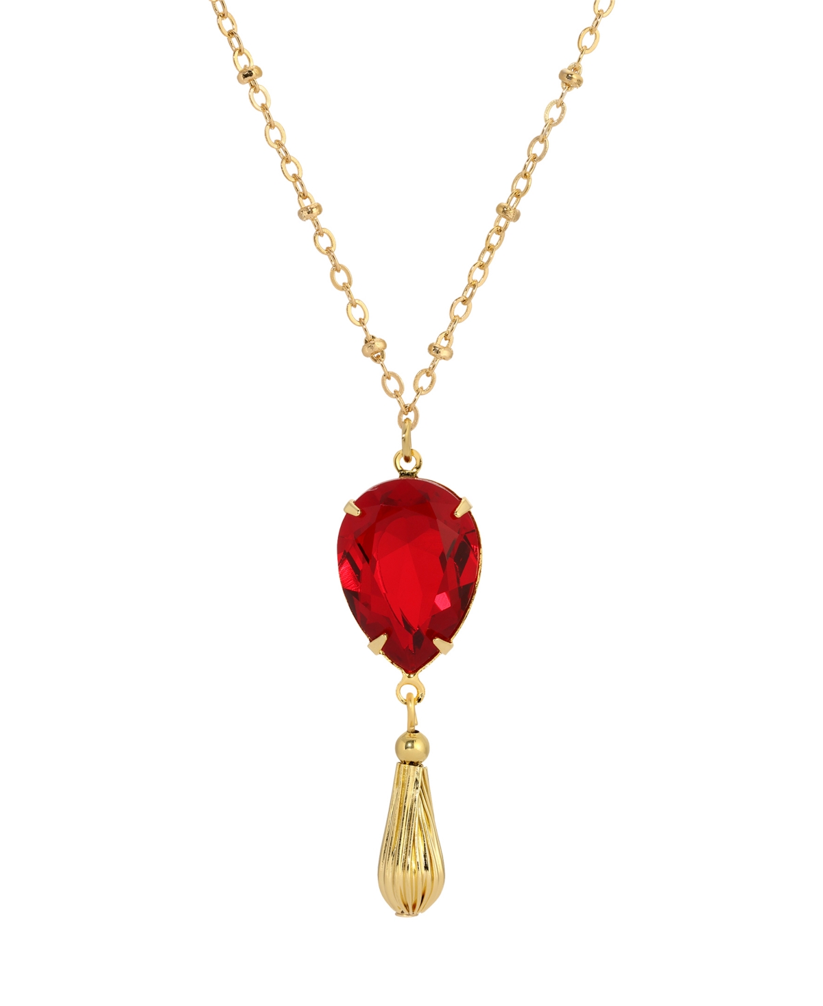Click here for 2028 Gold Tone Red Teardrop Crystal Necklace - Red prices