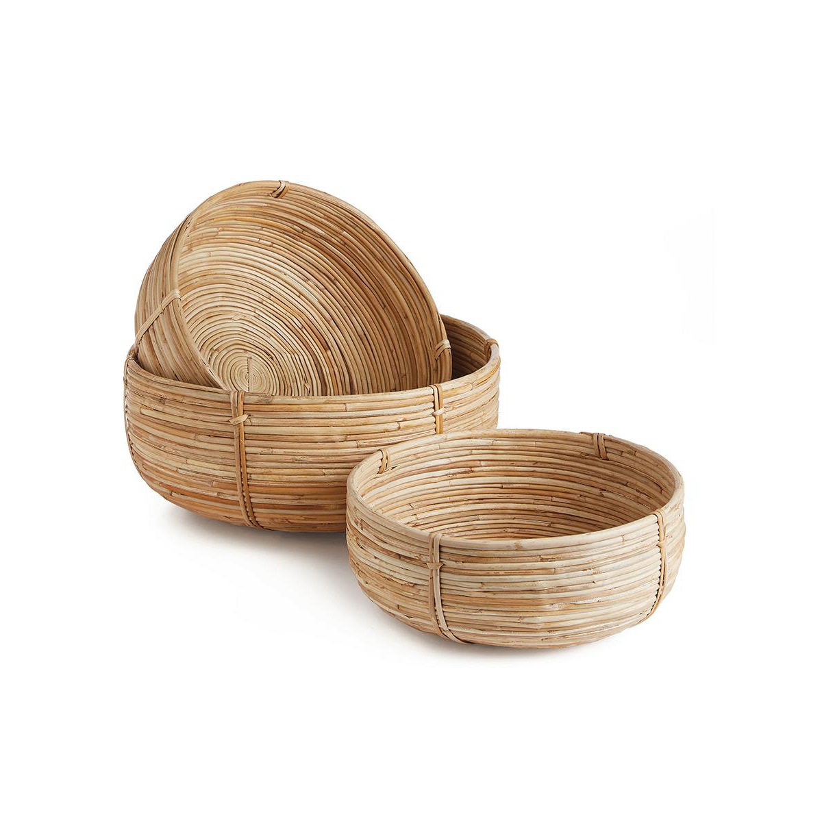 Click here for Cane Rattan Low Baskets Set of 3 - Natural prices