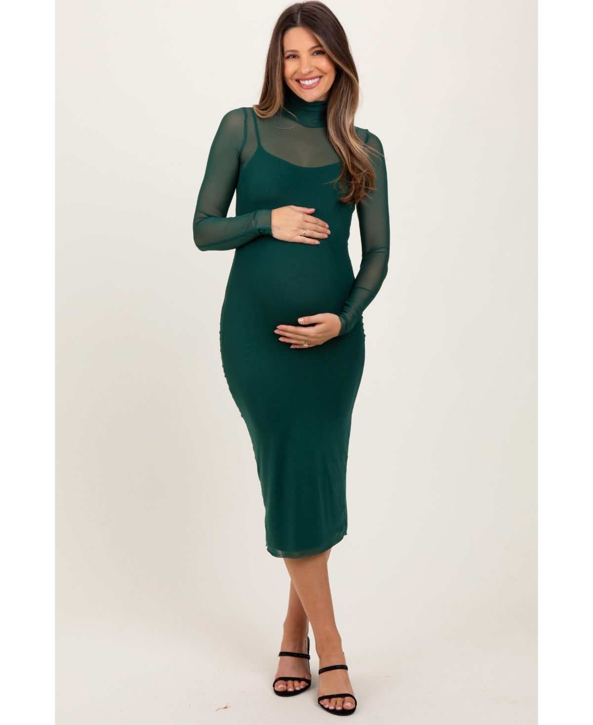 Click here for Pinkblush Maternity Forest Green Mesh Overlay Fitt... prices