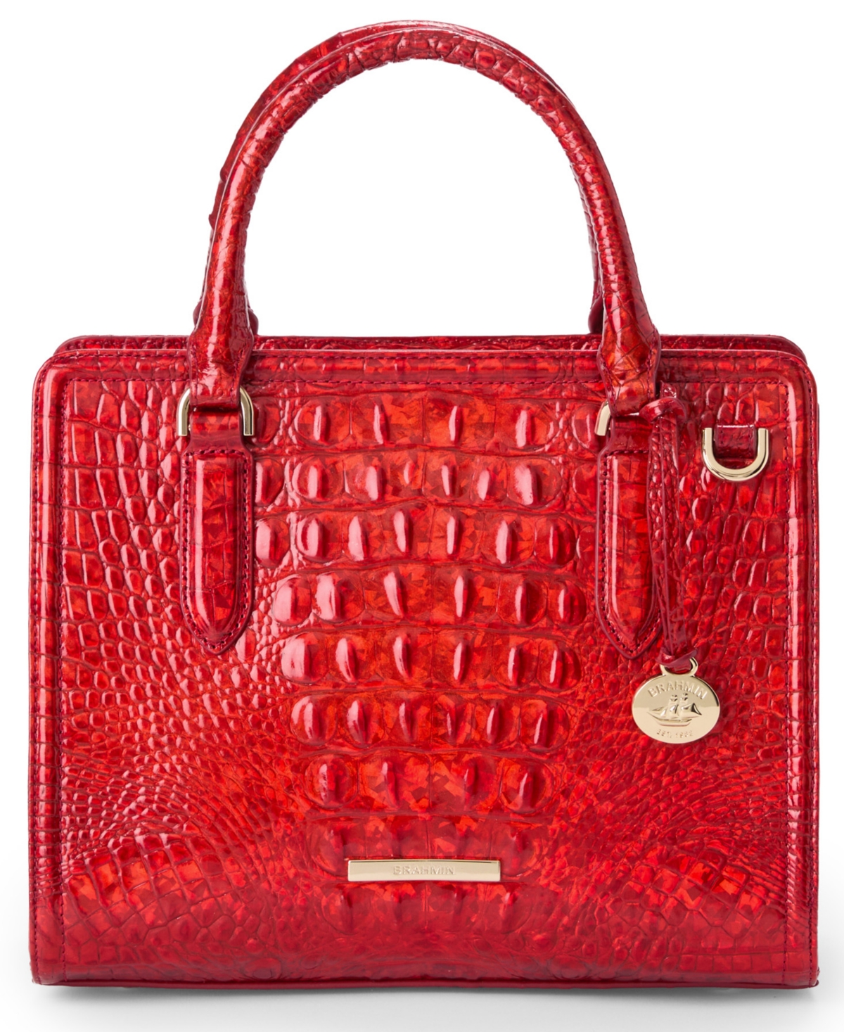 Click here for Brahmin Cami Small Leather Satchel Bag - Red Opal... prices