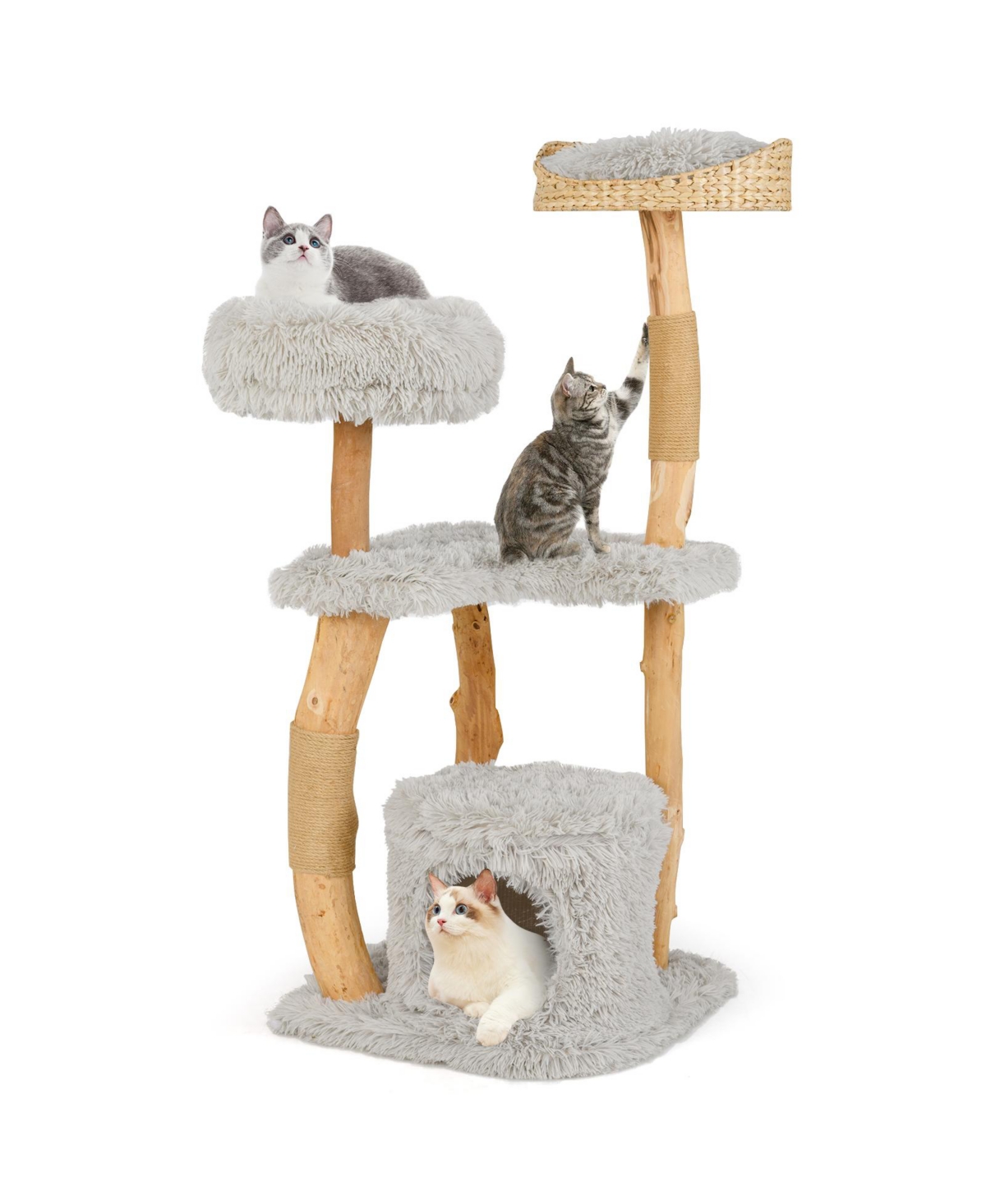 Click here for Gymax 49 Tall Wooden Cat Tree Solid Wood Cat Tower... prices