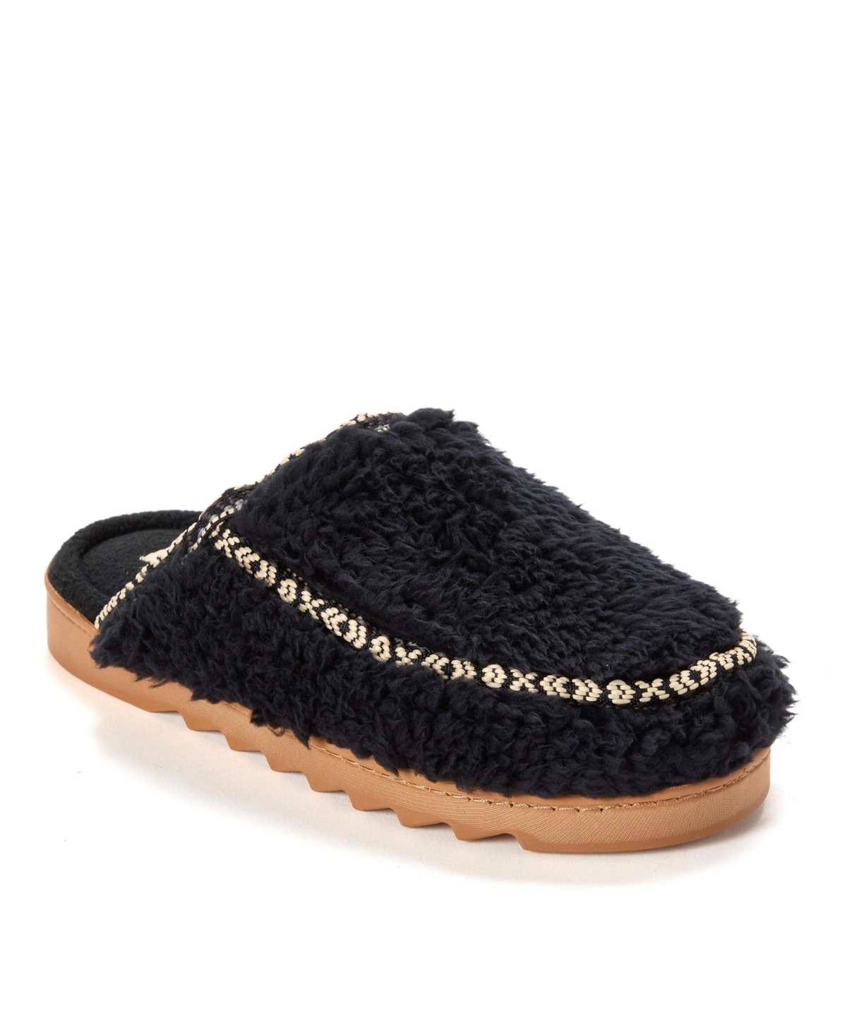 Click here for Dearfoams Womens Raven Teddy Scuff Slipper - Black prices