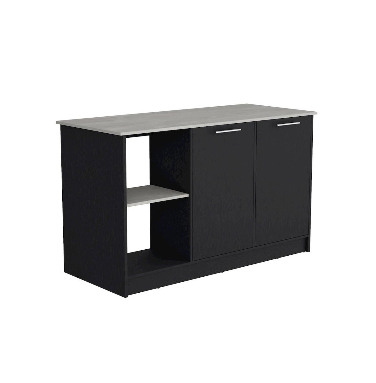 Click here for Tuhome Juniper Kitchen Island Black / Ibiza Marble... prices