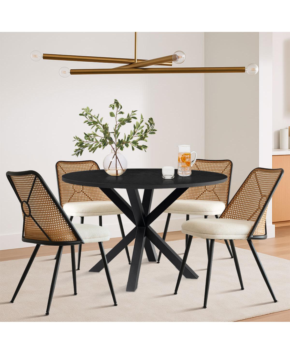 Click here for 5-Piece 39.4" Round Black Dining Table Set wi... prices