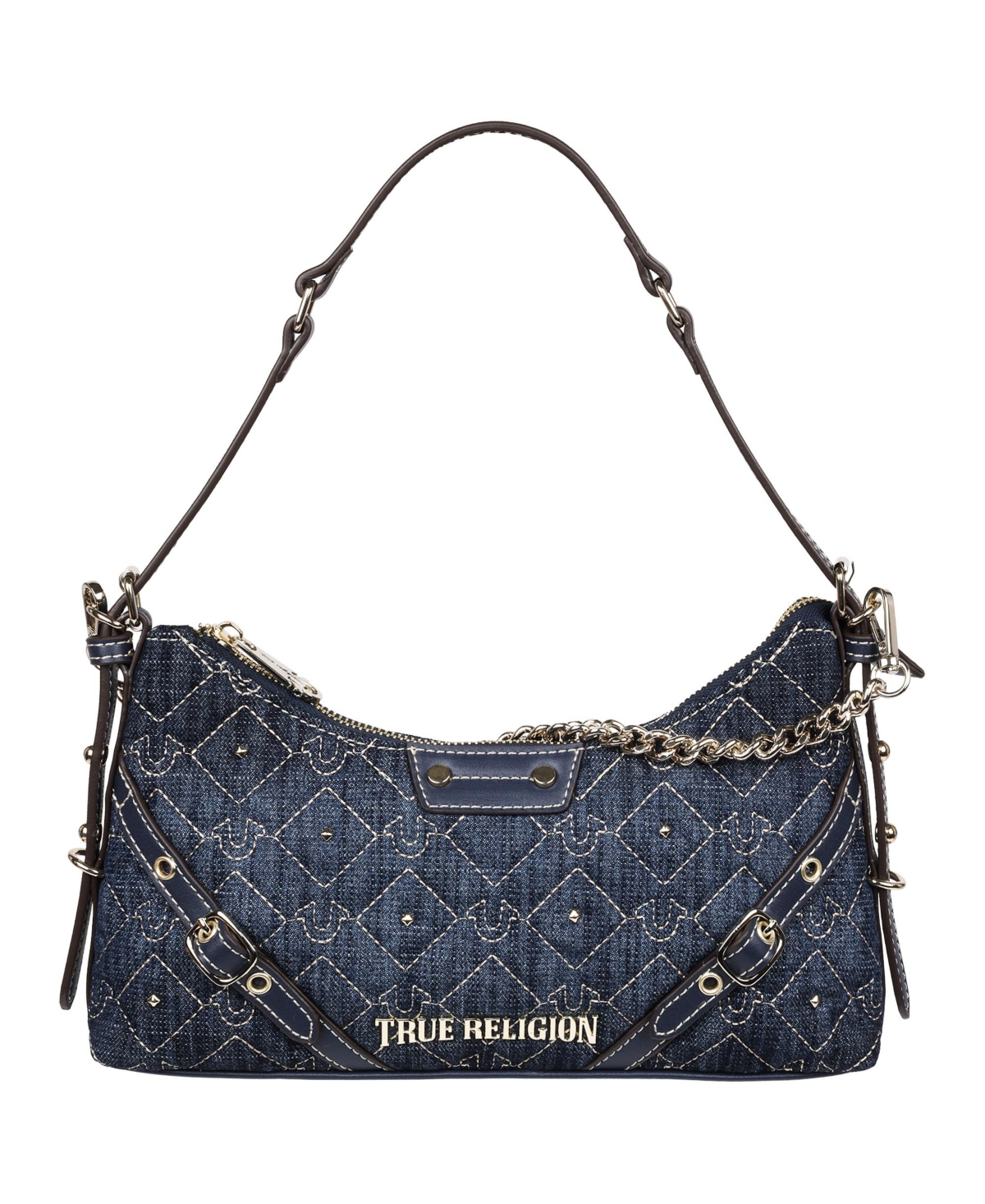 Click here for True Religion Studded Denim Chain Shoulder Bag - D... prices