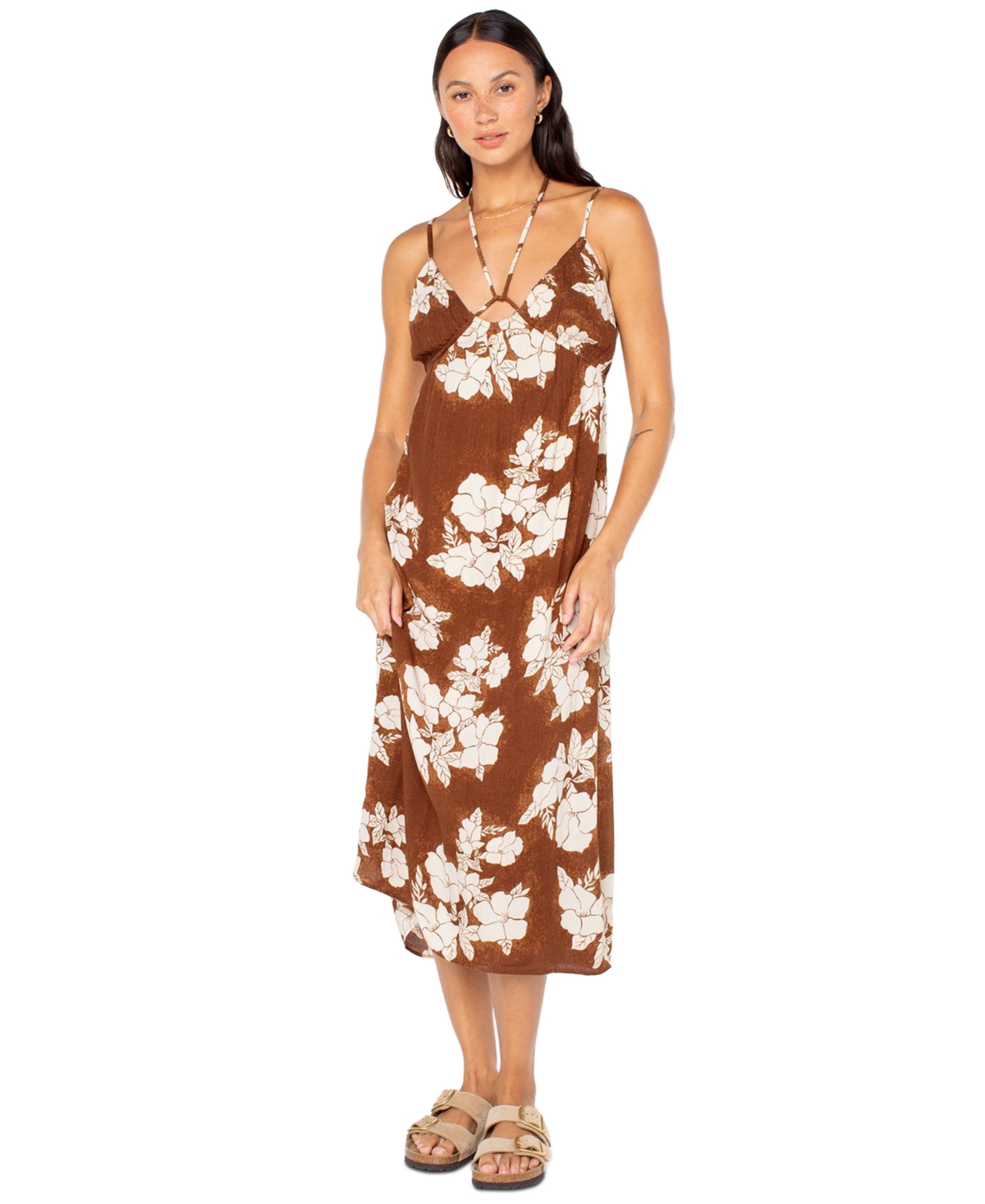 Click here for Roxy Womens Sunshine Crush V-Neck Midi Dress - Tir... prices