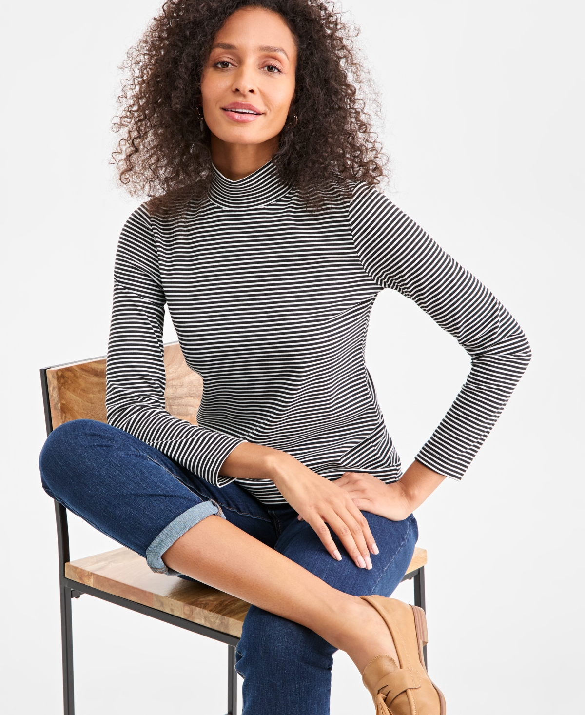 Click here for Style & Co Womens Cotton Mock-Neck Long-Sleeve Tee... prices