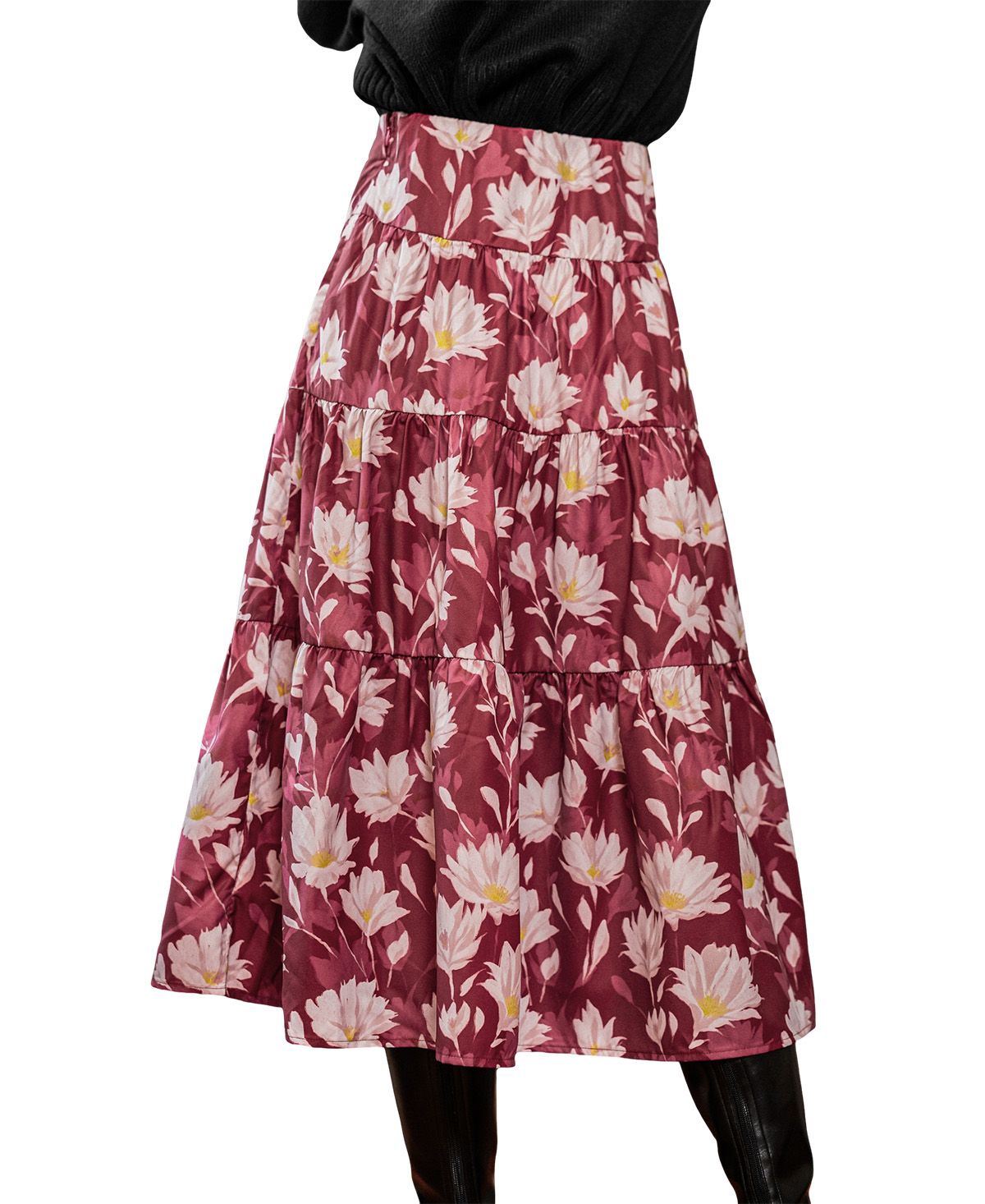 Click here for Cupshe Womens True Love Floral Midi Skirt - Brown prices