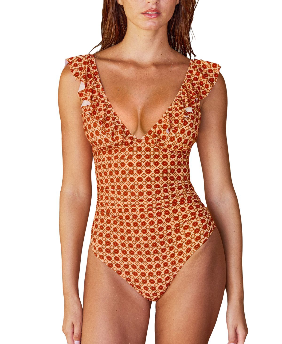 Click here for Cupshe Womens Ruffled Lace Up One Piece Swimsuits... prices