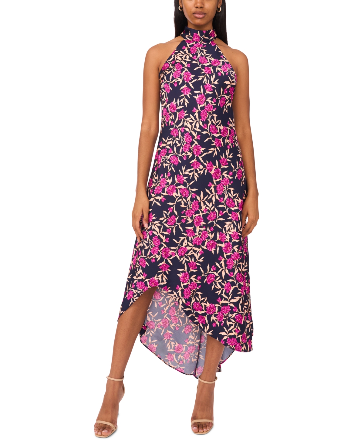 Click here for CeCe Womens Draped Satin Tie Back Halter Midi Dres... prices