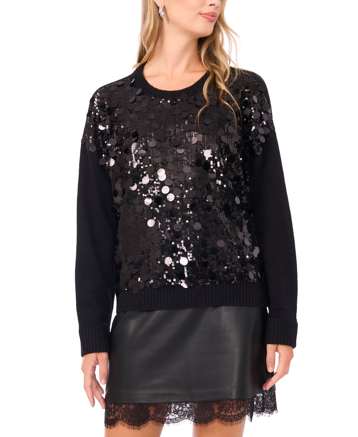 Click here for Vince Camuto Womens Multi Paillette Crewneck Sweat... prices