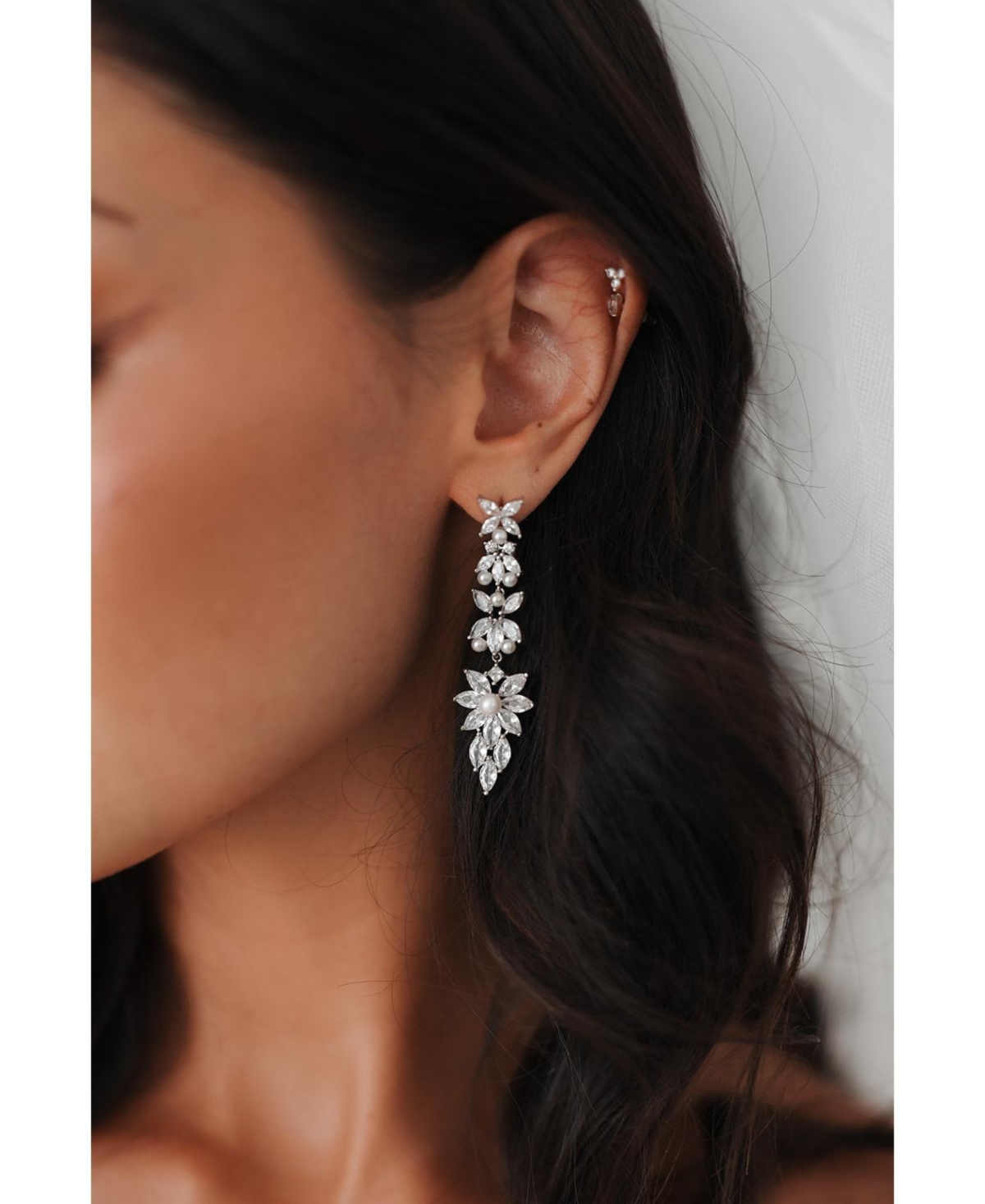 Click here for Rosette Crystal Drop Earrings - Silver prices