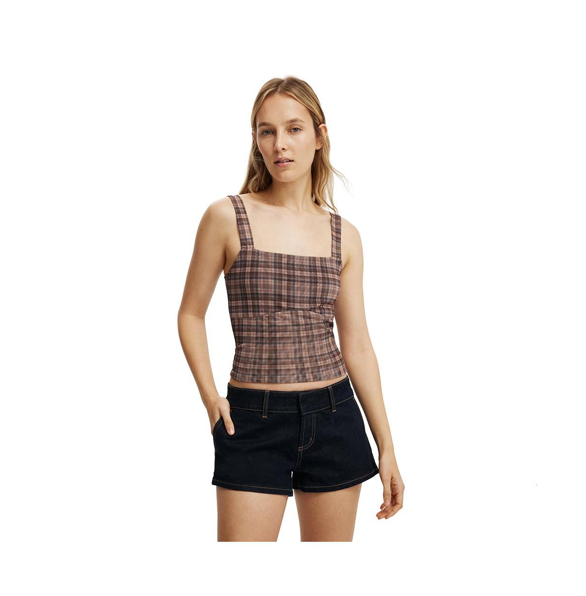 Click here for Cotton On Womens Brooke Mesh Cami - Penny check mu... prices