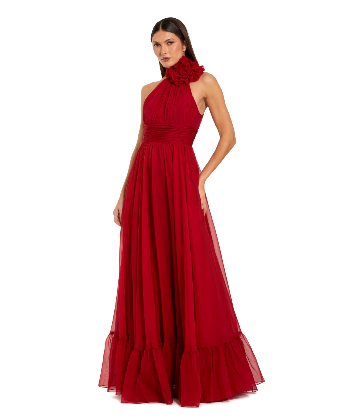 Click here for Mac Duggal Womens Sleeveless Mock Neck Chiffon Gow... prices