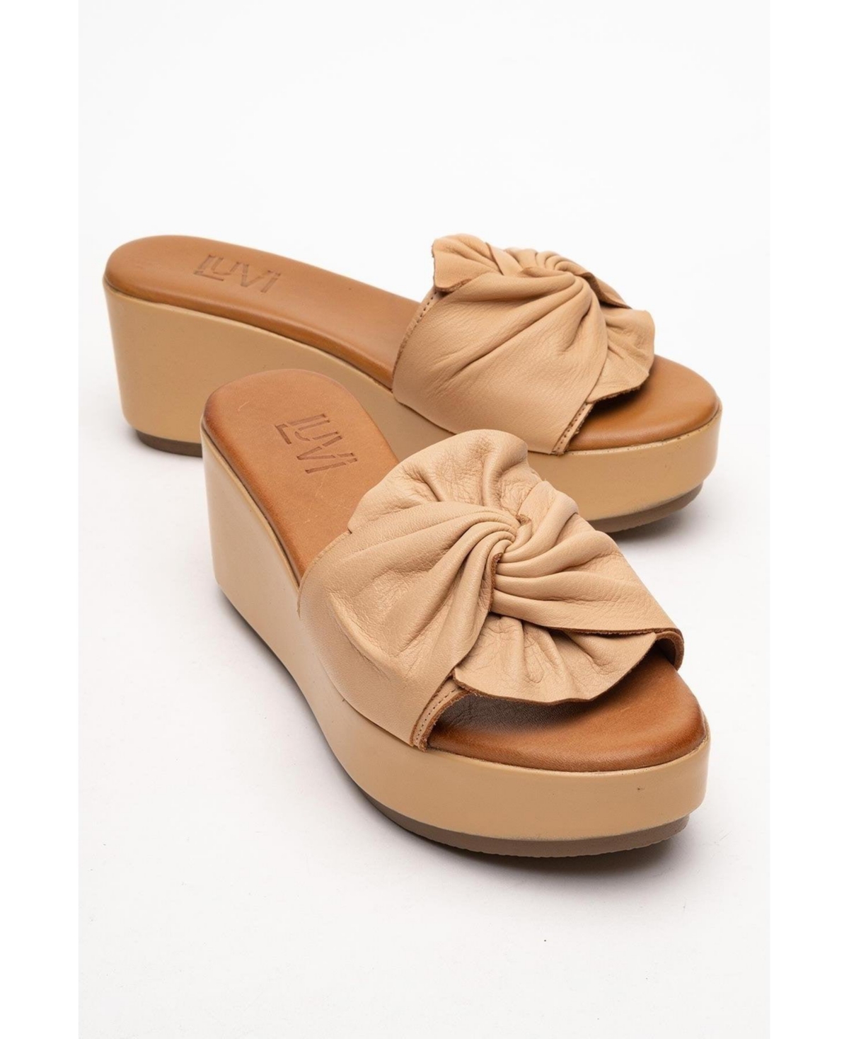 Click here for Forever & Always Shoes Syndra Bow Wedge Leather Sa... prices