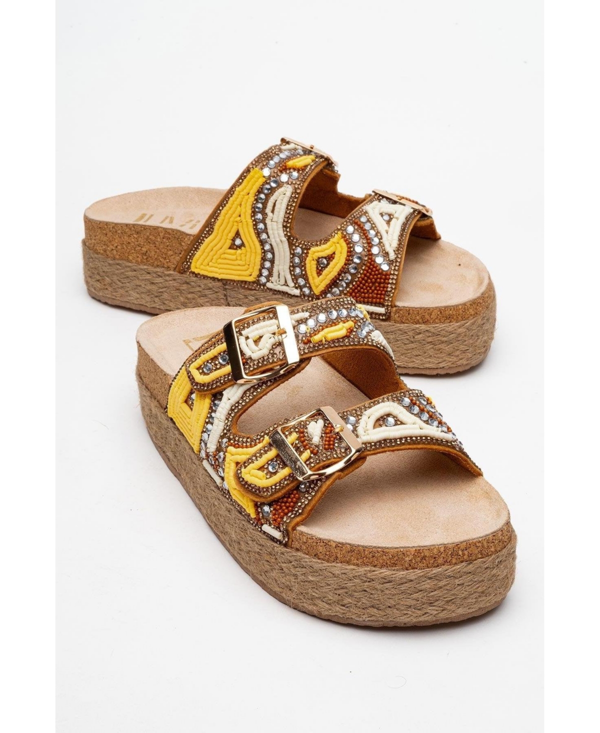 Click here for Prologue Shoes Bobby Beaded Straw Platform Slide S... prices
