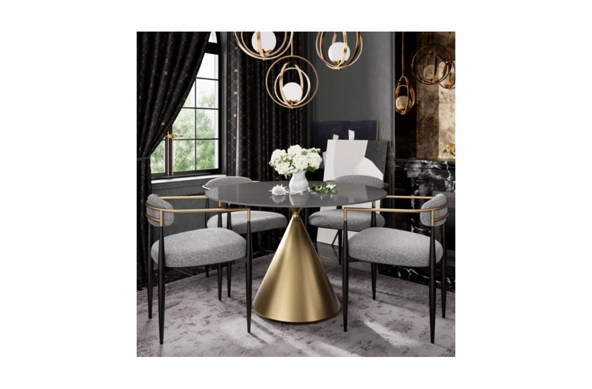 Click here for Morden Fort 47 Round Faux Marble Dining Set with 4... prices