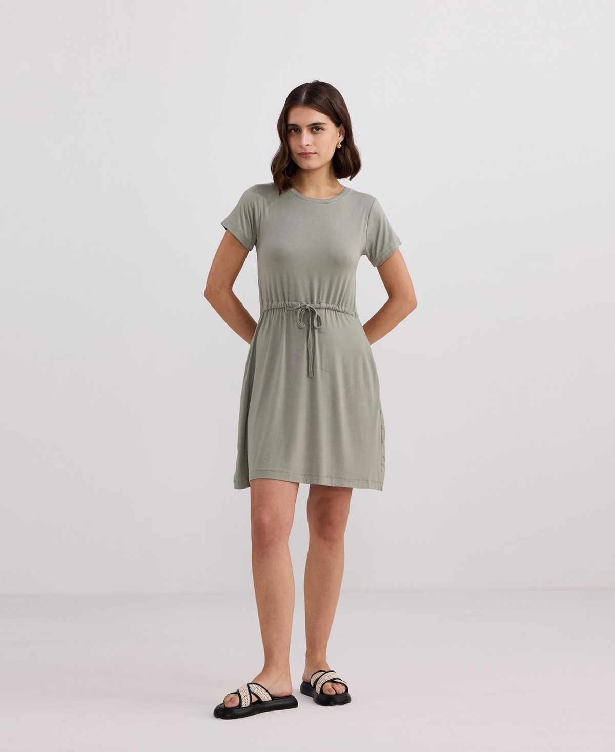 Click here for Reistor Womens Drawstring Short T-shirt Dress in L... prices